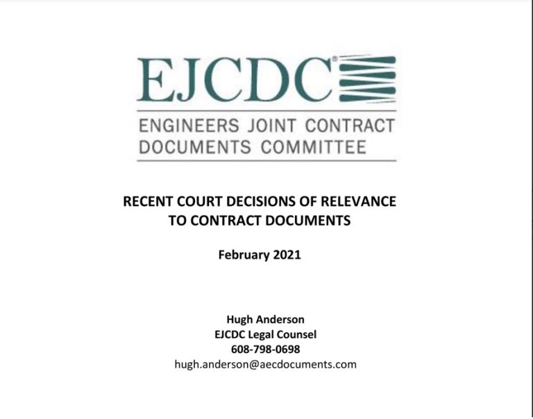 RECENT COURT DECISIONS – FEB 2021 - EJCDC - Engineers Joint Contract Documents Committee