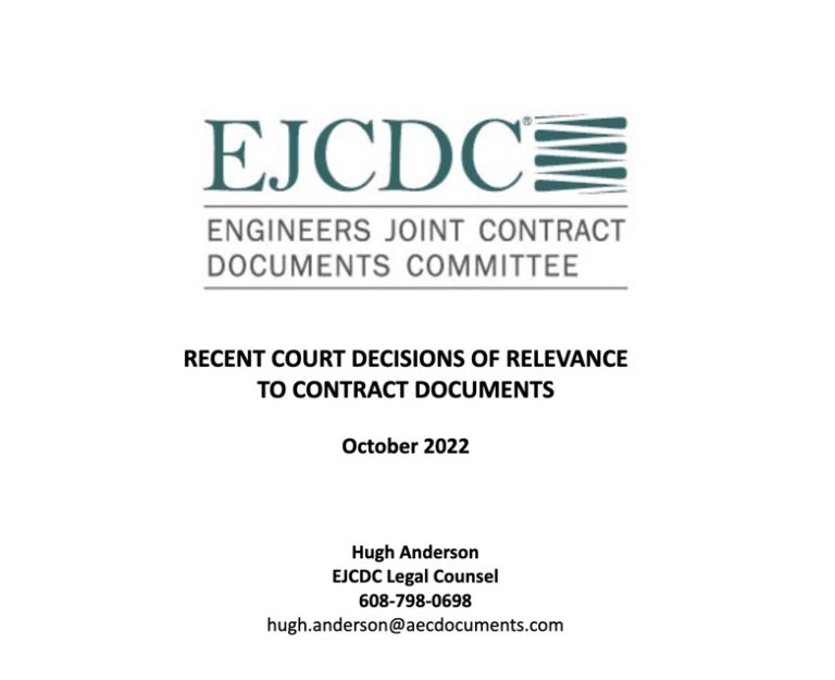 RECENT COURT DECISIONS - OCT 2022 | EJCDC - Engineers Joint Contract ...